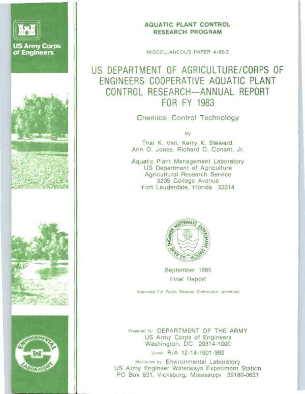 (PDF) US Department of Agriculture/Corps of Engineers Cooperative Aquatic Plant Control Research ...