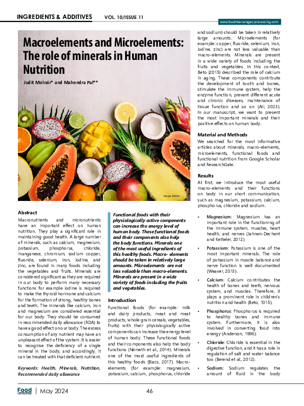 (PDF) Macroelements and Microelements: The role of minerals in Human ...