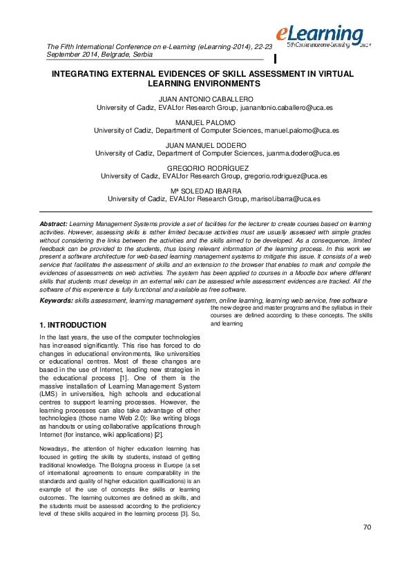 (PDF) Integrating External Evidences of Skill Assessment in Virtual Learning Environments