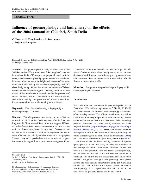 (PDF) Influence of geomorphology and bathymetry on the effects of the ...