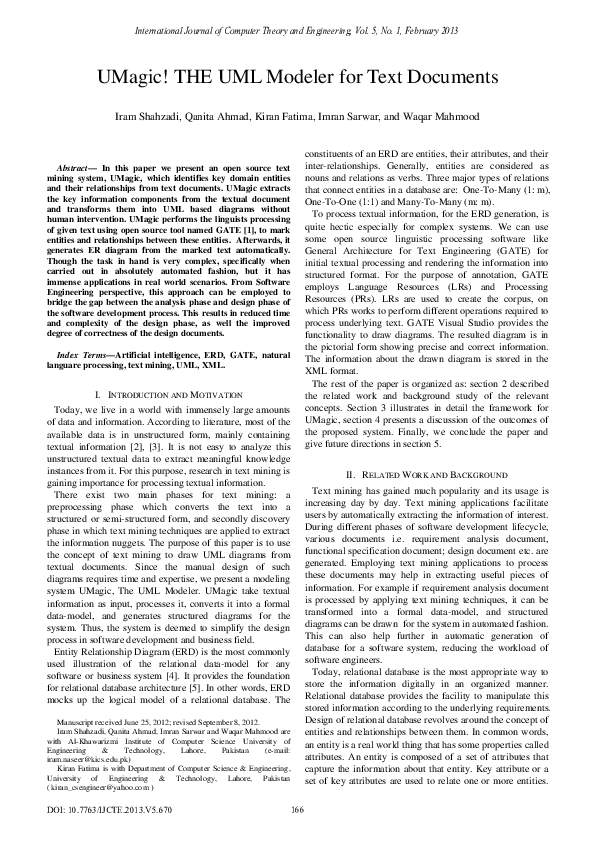 (PDF) UMagic! THE UML Modeler for Text Documents