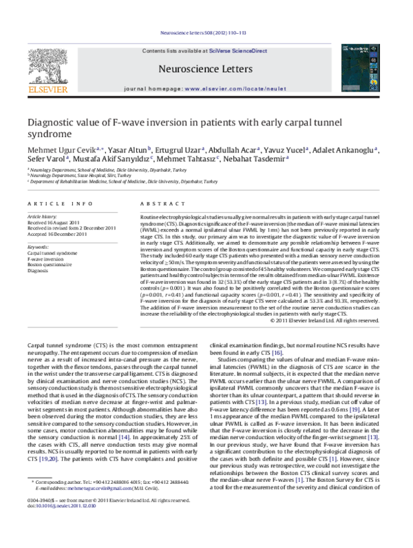 (PDF) Diagnostic value of F-wave inversion in patients with early ...
