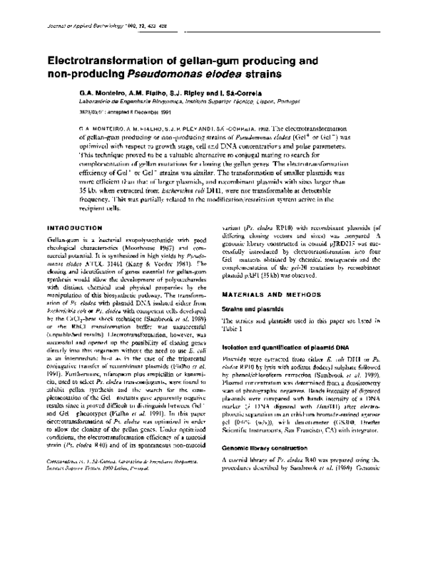 (PDF) Electrotransformation of Gellan-Gum Producing and Nonproducing ...