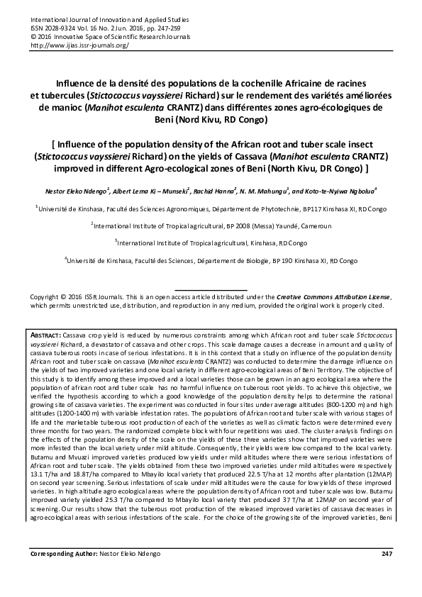 (PDF) Influence of the population density of the African root and tuber ...