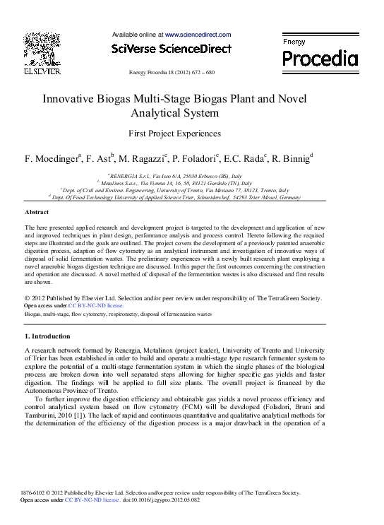 (PDF) Innovative Biogas Multi-Stage Biogas Plant and Novel Analytical ...