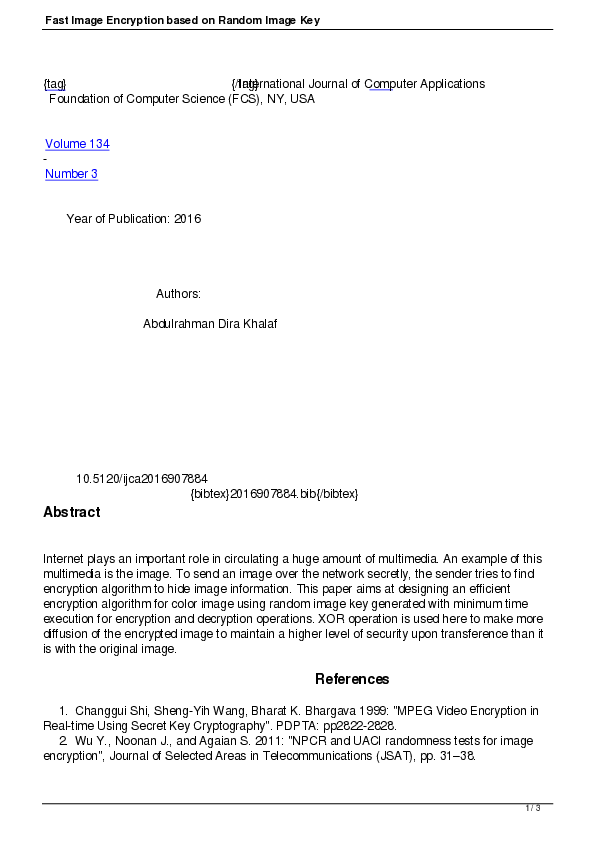 (PDF) Fast Image Encryption based on Random Image Key