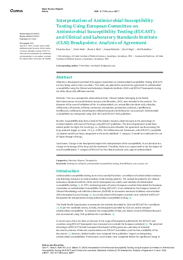 (PDF) Interpretation of Antimicrobial Susceptibility Testing Using ...