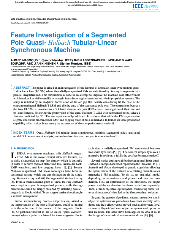 (PDF) Feature Investigation of a Segmented Pole Quasi-Halbach Tubular ...