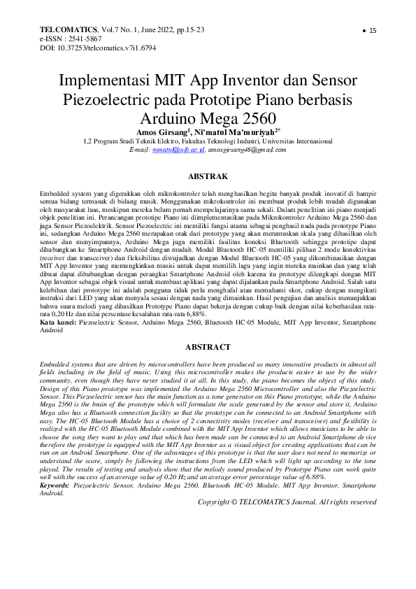(PDF) Implementasi MIT App Inventor dan Sensor Piezoelectric pada Prototipe Piano berbasis ...