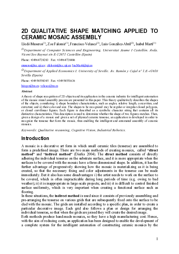 (PDF) 2D qualitative shape matching applied to ceramic mosaic assembly