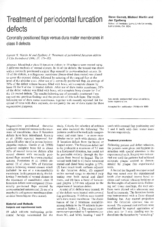 (PDF) Treatment of periodontal furcation defects Coronally positioned ...