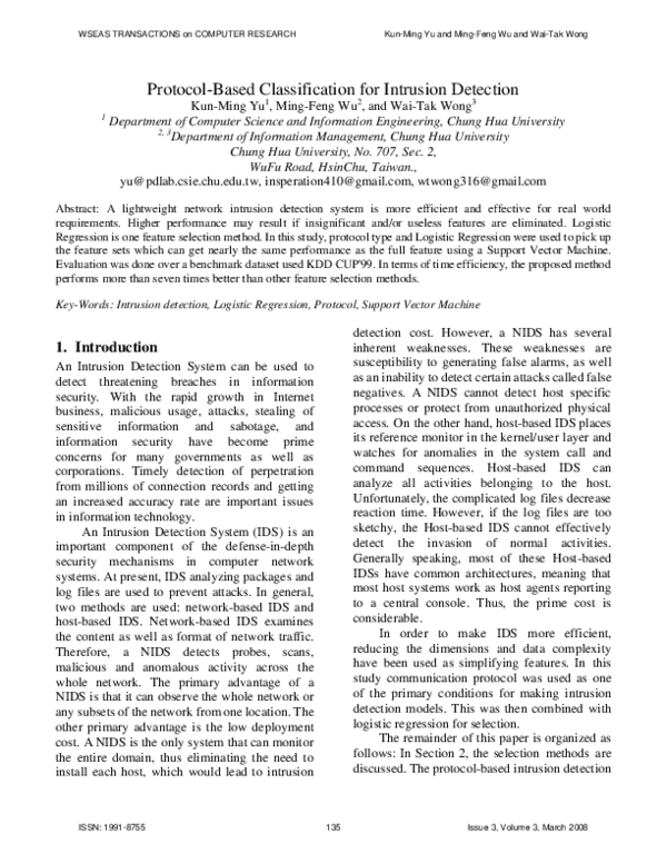(PDF) Protocol-based classification for intrusion detection