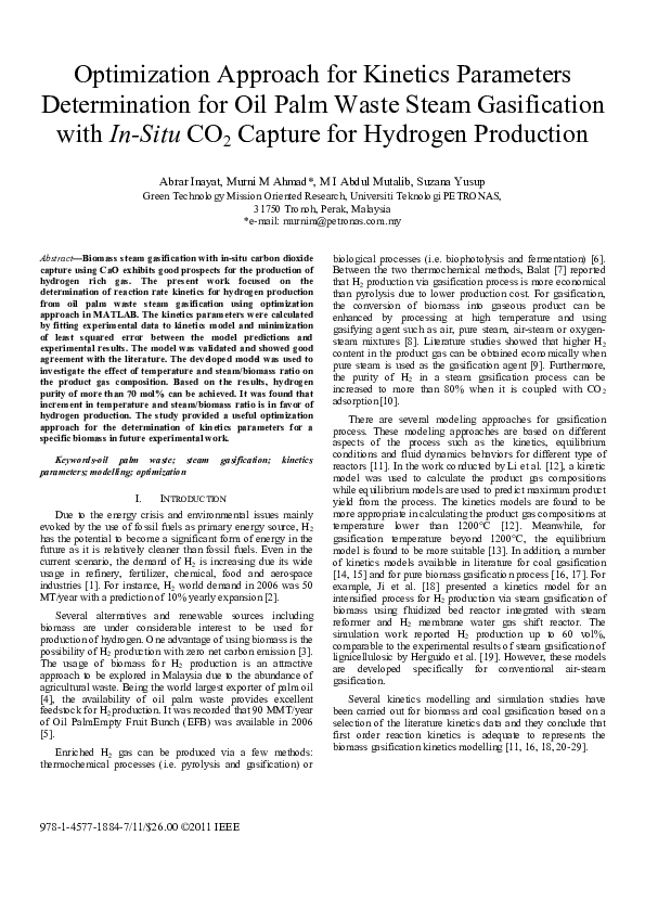 (PDF) Optimization approach for kinetics parameters determination for oil palm waste steam ...