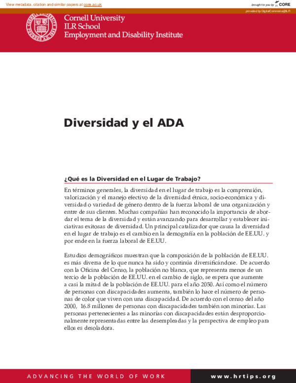 (PDF) Diversidad y el ADA