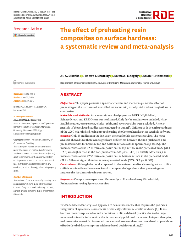 (PDF) The effect of preheating resin composites on surface hardness: a ...