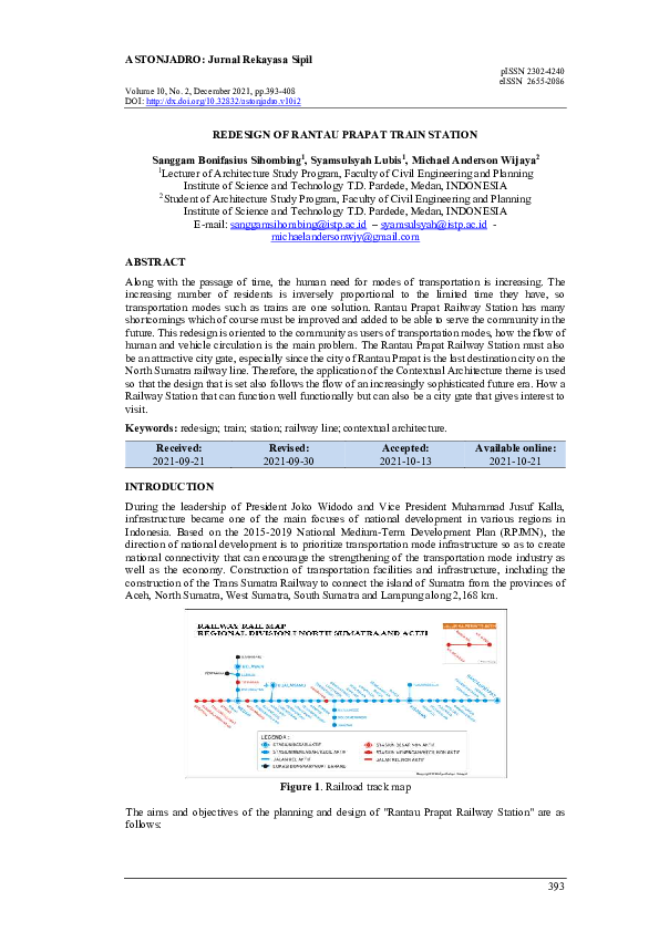 (PDF) Redesign of Rantau Prapat Train Station