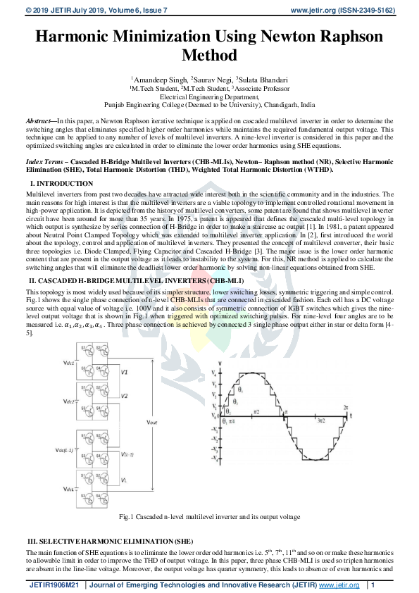 Harmonic Minimization Using Newton Raphson Method