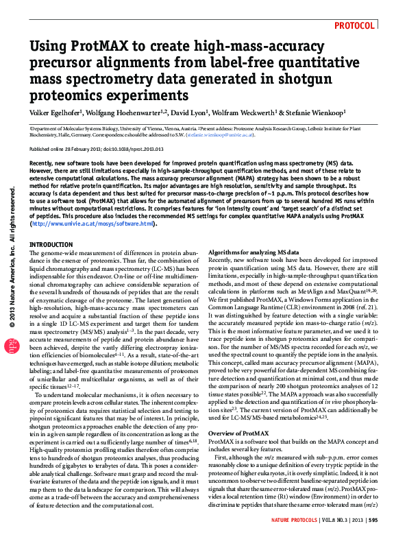(PDF) Using ProtMAX to create high-mass-accuracy precursor alignments ...