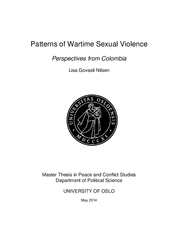 (PDF) Patterns of Wartime Sexual Violence: Perspectives from Colombia