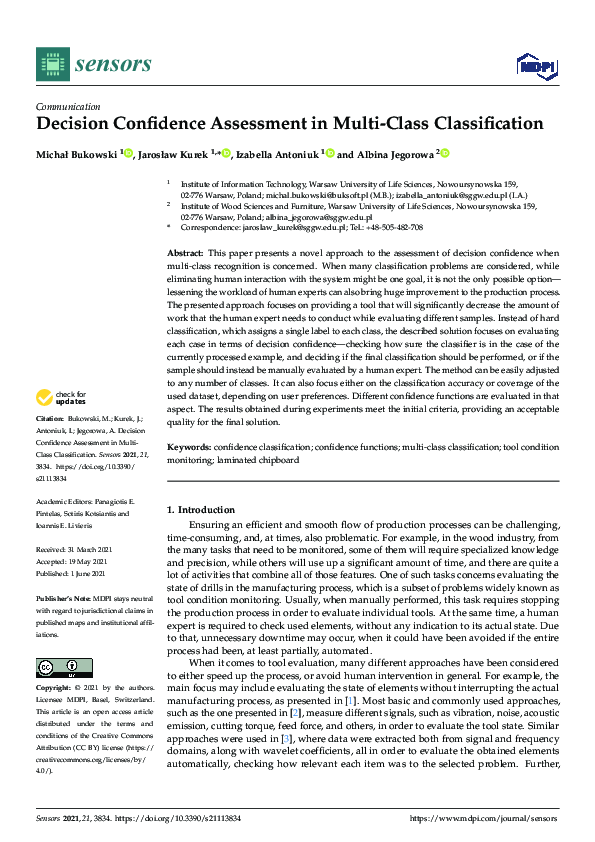(PDF) Decision Confidence Assessment in Multi-Class Classification