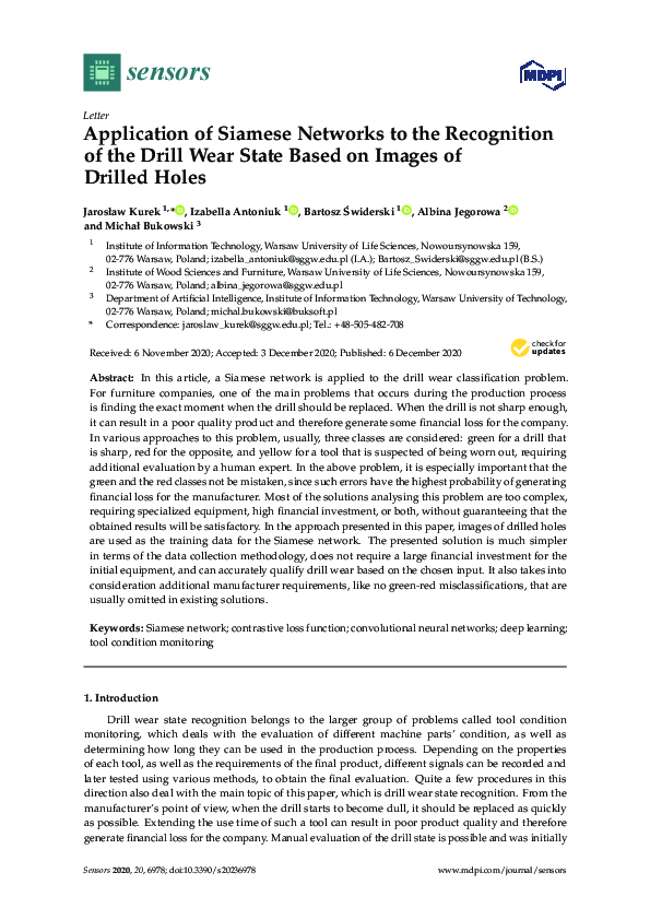 (PDF) Application of Siamese Networks to the Recognition of the Drill Wear State Based on Images ...