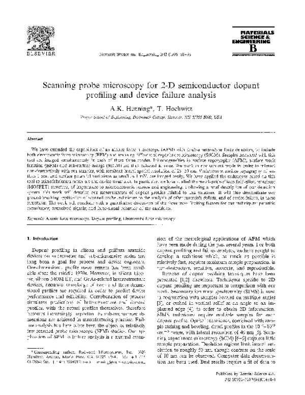 (PDF) Scanning probe microscopy for 2-D semiconductor dopant profiling and device failure analysis