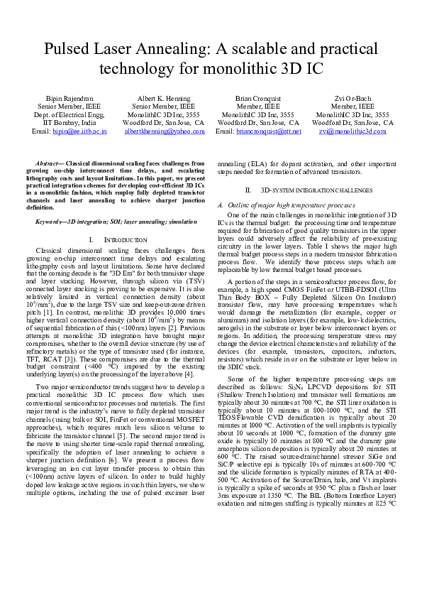 (PDF) Pulsed laser annealing: A scalable and practical technology for ...