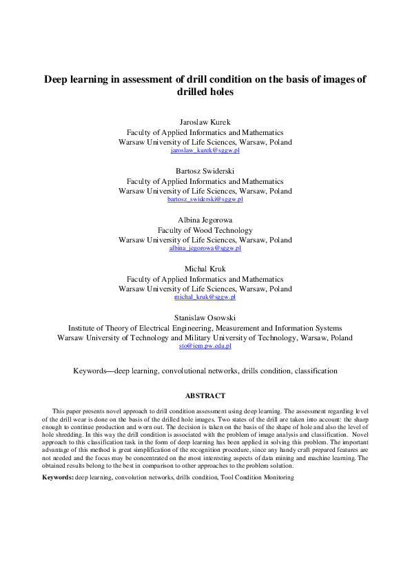(PDF) Deep learning in assessment of drill condition on the basis of ...