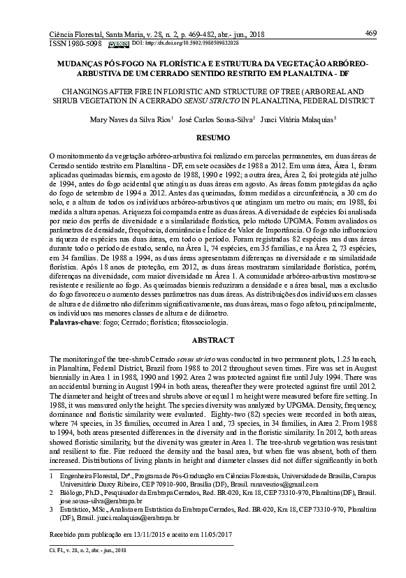 (PDF) Mudanças Pós-Fogo Na Florística e Estrutura Da Vegetação Arbóreo ...