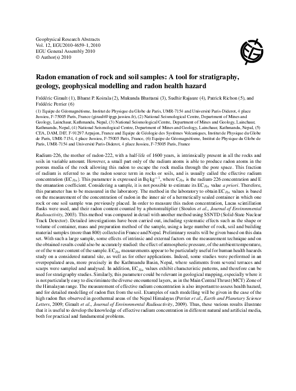 (PDF) Radon emanation of rock and soil samples: A tool for stratigraphy ...