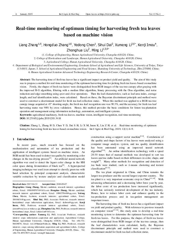 (PDF) Real-time monitoring of optimum timing for harvesting fresh tea ...