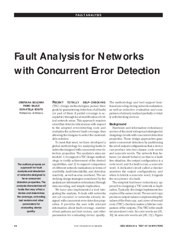 (PDF) Fault analysis for networks with concurrent error detection