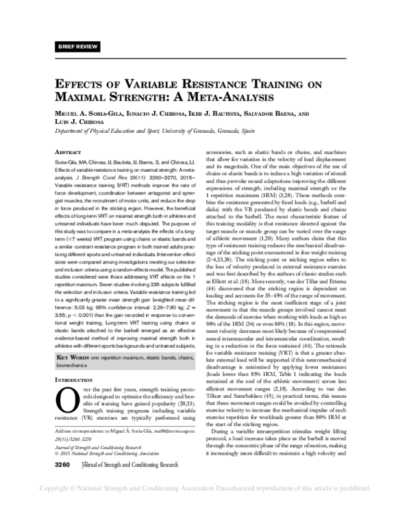 (PDF) Effects of Variable Resistance Training on Maximal Strength