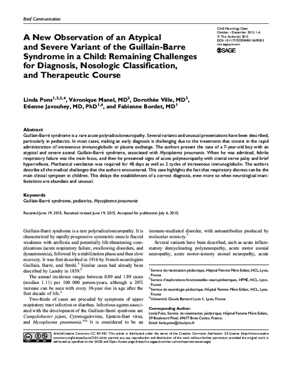 (PDF) A New Observation of an Atypical and Severe Variant of the ...