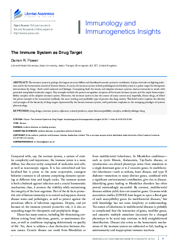 (PDF) The Immune System as Drug Target
