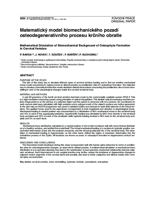 (PDF) Mathematical Simulation of Biomechanical Background of Osteophyte Formation in Cervical ...