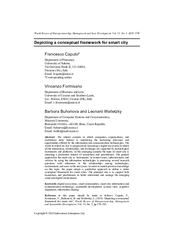 (PDF) Depicting a conceptual framework for smart city