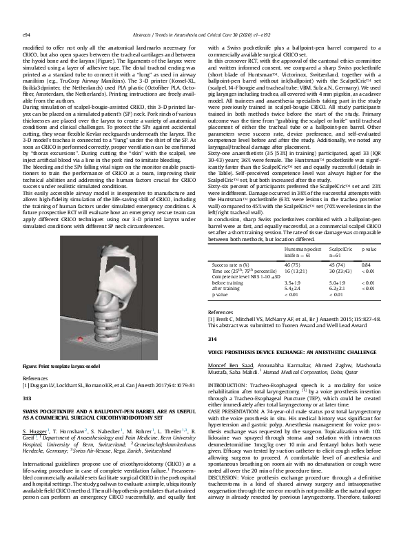 (PDF) Voice Prosthesis Device Exchange: An Anesthetic Challenge