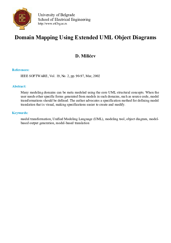 (PDF) Domain mapping using extended UML object diagrams