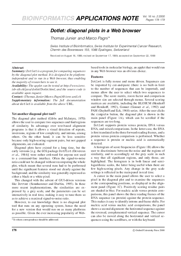 (PDF) Dotlet: diagonal plots in a Web browser