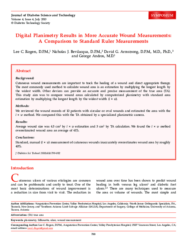 (PDF) Digital Planimetry Results in More Accurate Wound Measurements: A ...