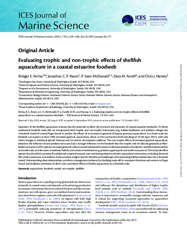 (PDF) Evaluating trophic and non-trophic effects of shellfish ...