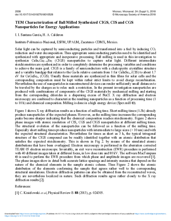 (PDF) TEM Characterization of Ball Milled Synthesized CIGS, CIS and CGS ...
