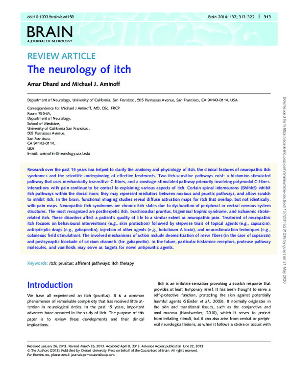 (PDF) The neurology of itch