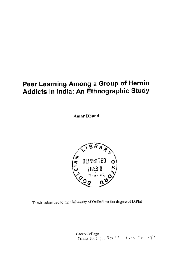 (PDF) Peer learning among a group of heroin addicts in India : an ...