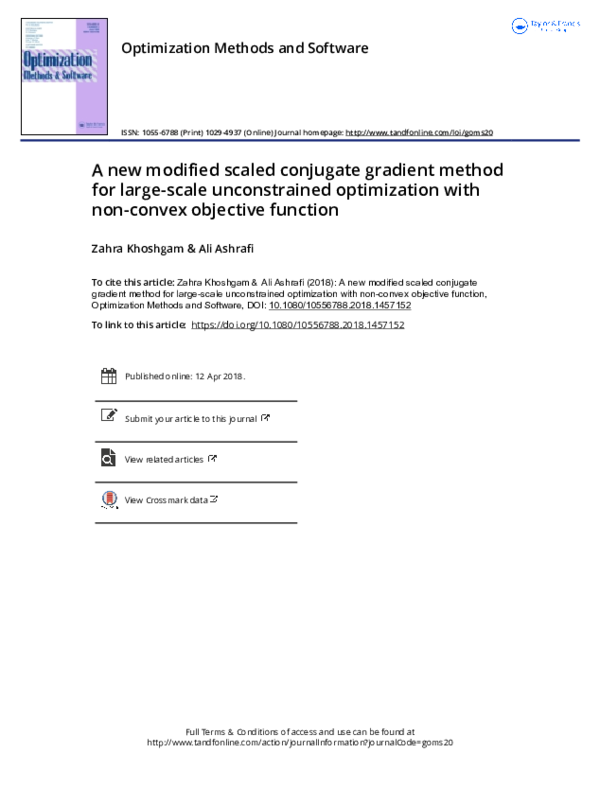 Pdf A New Modified Scaled Conjugate Gradient Method For Large Scale Unconstrained Optimization