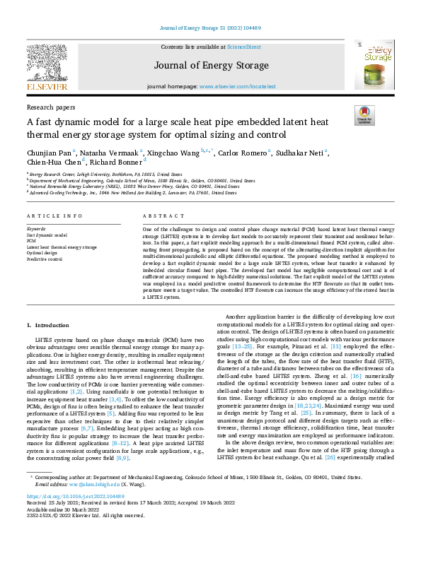 (PDF) A fast dynamic model for a large scale heat pipe embedded latent ...