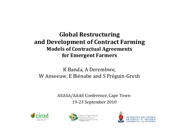 (PDF) Global restructuring and development of contract farming : models ...