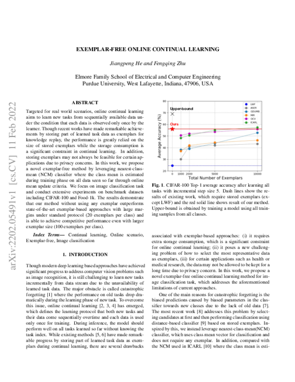 (PDF) Exemplar-free Online Continual Learning