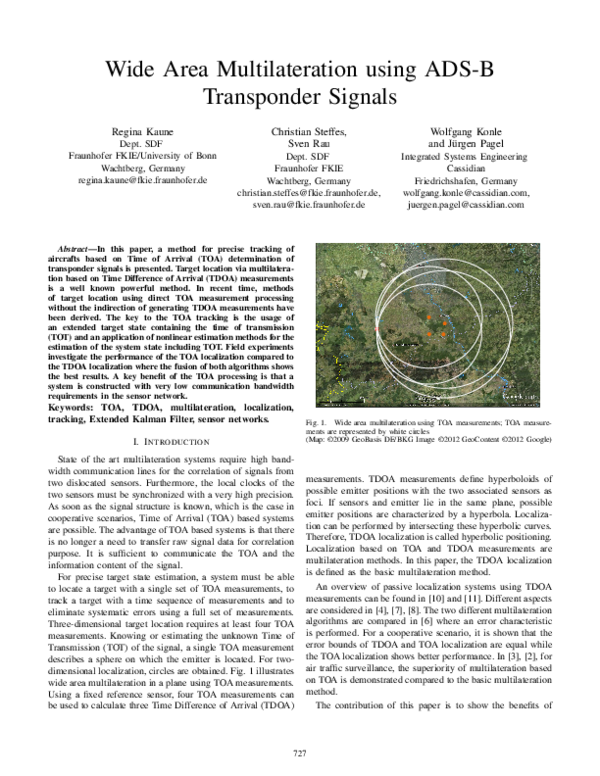 (PDF) Wide area multilateration using ADS-B transponder signals